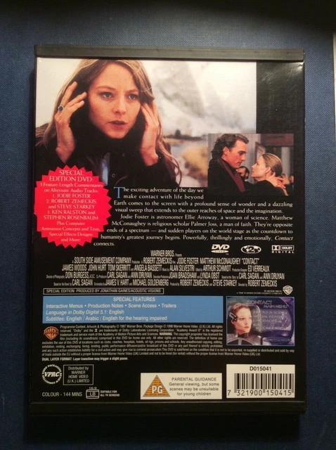 CONTACT [1997] (DVD) Jodie Foster, Matthew McConaughey, Tom Skerritt, John Hurt. EUR 3,48 ...