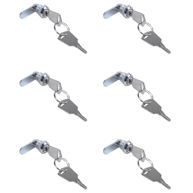 6X CAM LOCK Desk Lock Lock 16MM + 12 Keys pour Arcade Cupboard Mailbox ...
