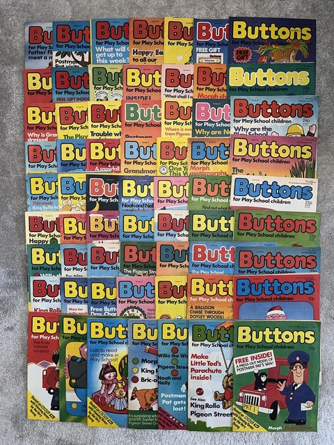 VINTAGE BUTTONS FOR Play School Children Comics Magazines- Postman Pat ...