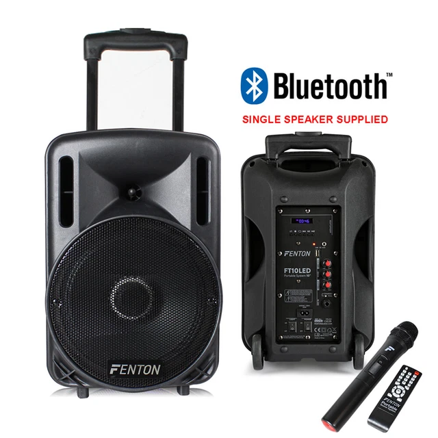 FENTON FT10LED PORTABLE PA System 10" Active Speaker Battery Powered ...