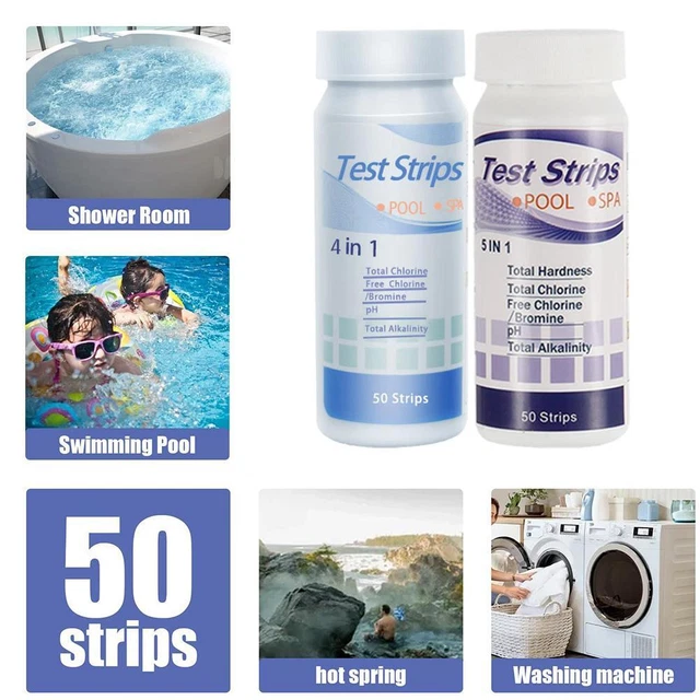 50 X CHLORINE Dip Test Strips Hot Tub Swimming Pool Hard Water PH ...