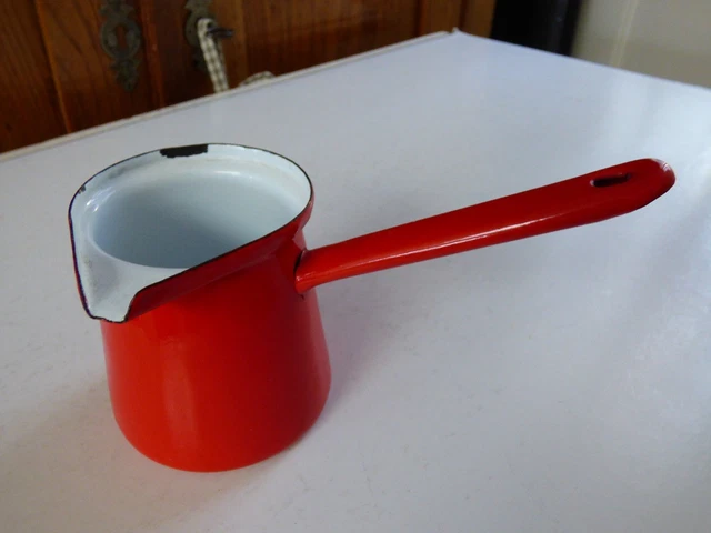 RED ENAMELED TOLE Milk Pourer Height 10.5 Cm - Diameter 8 Cm - Sign £15 ...