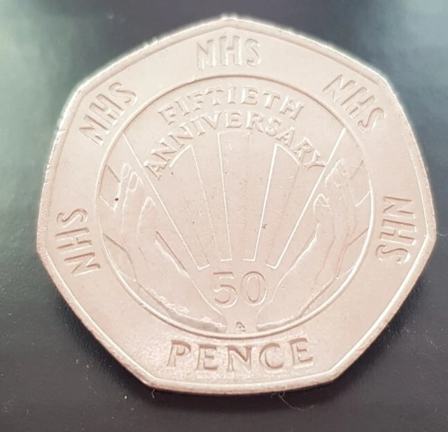 NHS 50TH ANNIVERSARY Commerative Fifty Pence Coin 1998 Circulated 50p ...