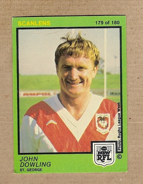 1982 St George Dragons Scanlens Rugby League Card #179 John Dowling $10.00 - PicClick AU