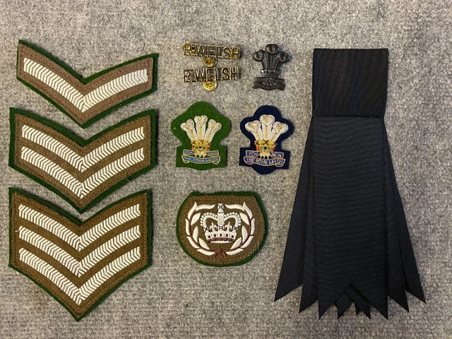 BRITISH ARMY ROYAL Welsh Rgt No.2 FAD Rank, Collar Dogs, Cap Badge ...