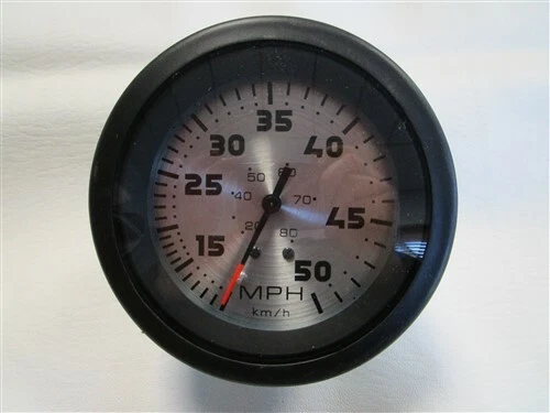 TELEFLEX 69921 SPEEDOMETER Gauge 50 Mph Silver Face / Black Bezel ...
