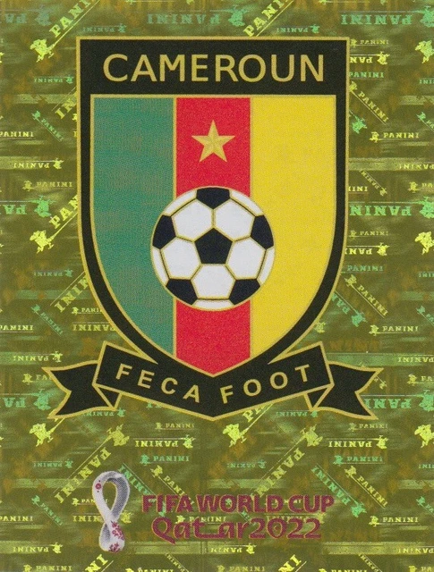 PANINI STICKER FUSSBALL WM 2022 CMR 2: Cameroon Logo / Wappen Glitzer ...