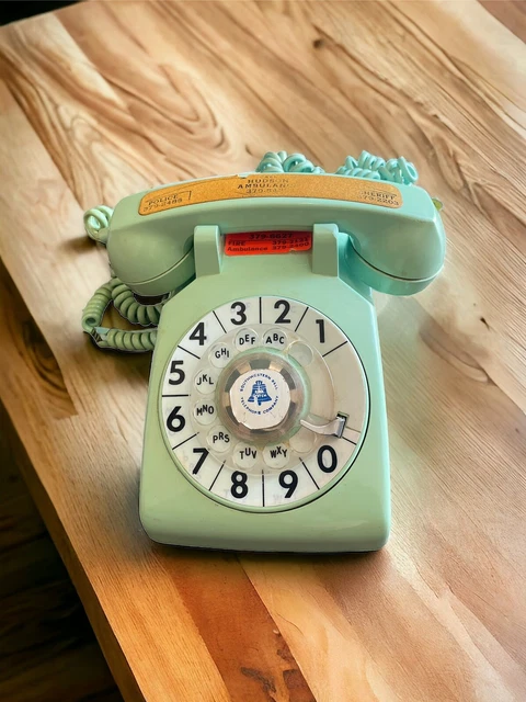 VINTAGE ROTARY DIAL Western Electric Bell System Telephone Mint Green ...