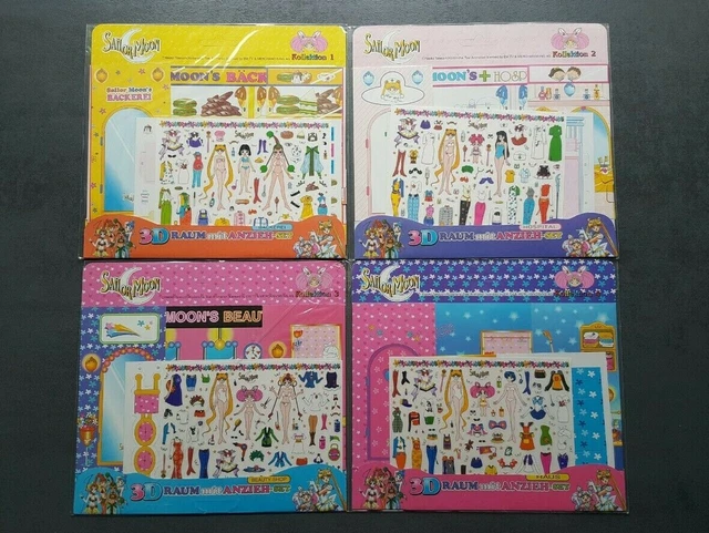 4X SAILOR MOON 3D Paper Doll Sticker Bäckerei Hospital Beauty Salon Set ...