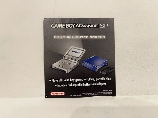 NINTENDO GAMECUBE GBA SP annonce INSERT SEULEMENT authentique AUCUN ...