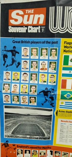 THE SUN WORLD Cup Wall Chart Mexico City 1970 £9.99 - PicClick UK