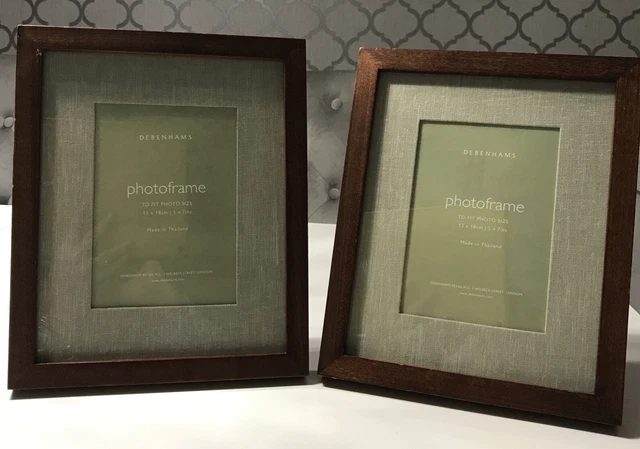 TWO NEW DEBENHAMS Wood Linen Photo Frames 5x7 Display With Mount 9 X 11 15.00 PicClick UK