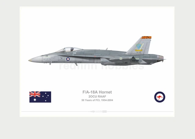 WARHEAD ILLUSTRATED F/A-18A 2OCU RAAF 50 Years of FCI Aircraft Print ...