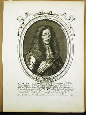 CHARLES II STUART King UK King of England sc N DE LARMESSIN c1680 XVII ...