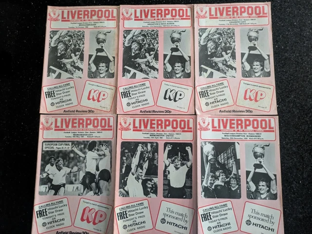 LIVERPOOL FC FOOTBALL Programmes, Anfield Review Vintage 1980/81 Bundle ...