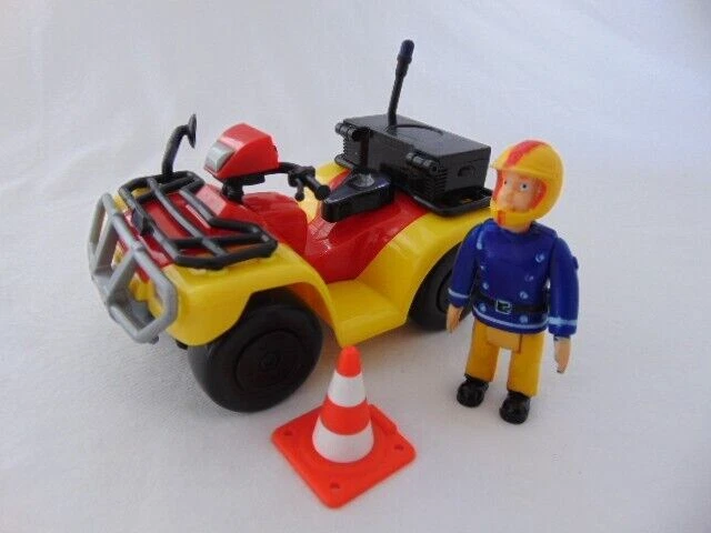 FIREMAN SAM IN Crash Helmet Posable Figure With Rescue Quad Bike And ...