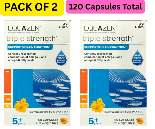 2 PACK EQUAZEN Triple Strength Capsules -Omega 3 & Omega 6 Supplement ...