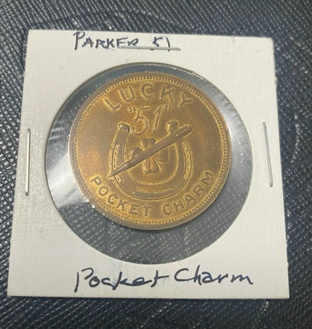 RARE VINTAGE PARKER 51 Fountain Pen LUCKY POCKET CHARM COIN £179.26 ...