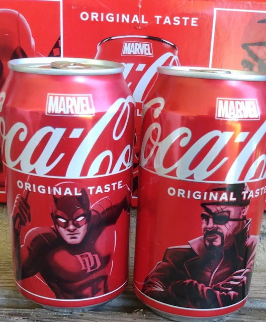 2 COKE COCA COLA CAN 2024 Marvel EDITION Dare Devil Nick Fury Empty B/O ...