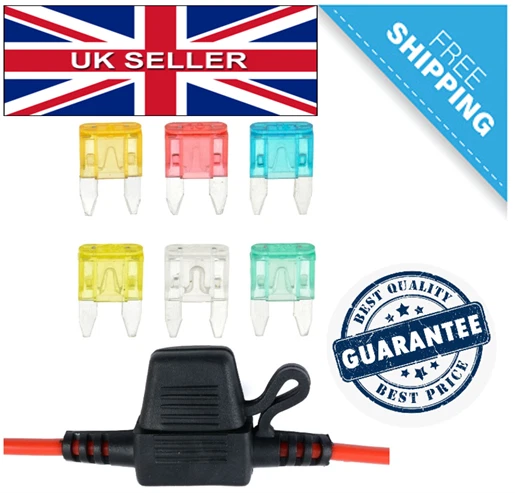 IN-LINE MINI BLADE Fuse Holder with 6 Fuses 12V 30A Car Automotive ...