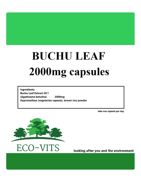 ECO-VITS BUCHU LEAF 2000mg capsules (Inflammation & Antibacterial) £5. ...