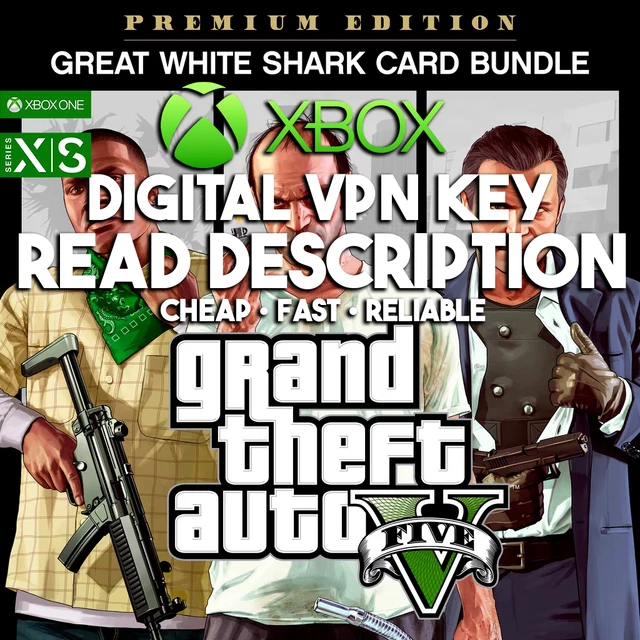 GTA V PREMIUM Ed.+ Great White Shark Card- Xbox One, Series X|S - VPN Code Key £7.99 - PicClick UK