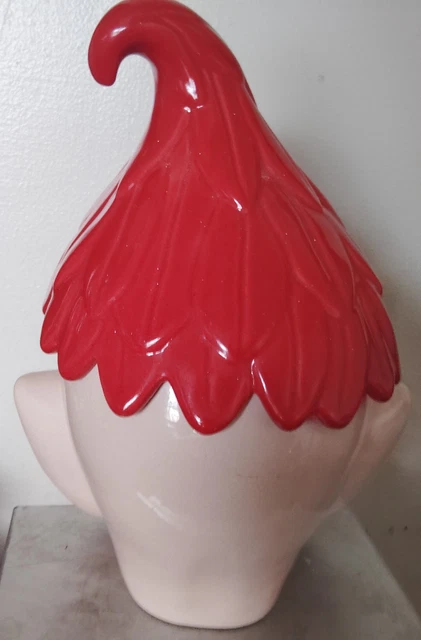 VINTAGE &PIXIE ELF& COOKIE JAR 1950s CHRISTMAS ceramic EXCELLENT ! red ...
