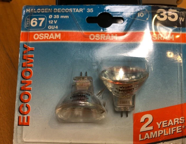 2X OSRAM DECOSTAR 35 35W 12V 10° GU4 Halogen Bulb 44892 2000H MADE IN ...