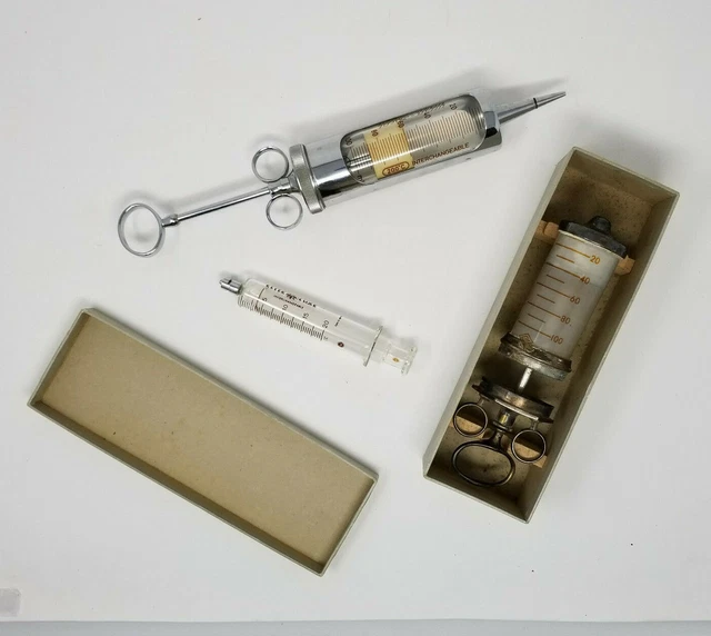 LOT DE 3 seringues anciennes, Collin Gentile, Elite Luxe et Ultra Asept ...