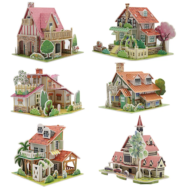 3D ASSEMBLY TOY Kids Paper Assembly House Model Children Early ...