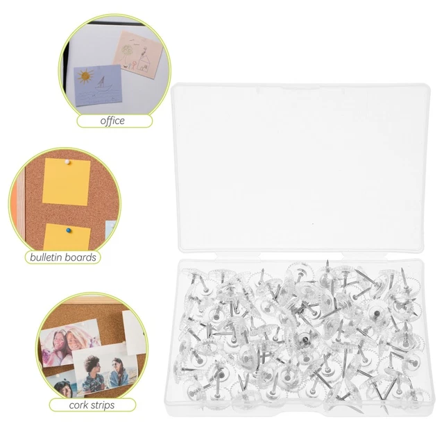 2 BOXES GEAR Shape Pushpins Transparent Push Pin Drawing Pin Photo Wall ...