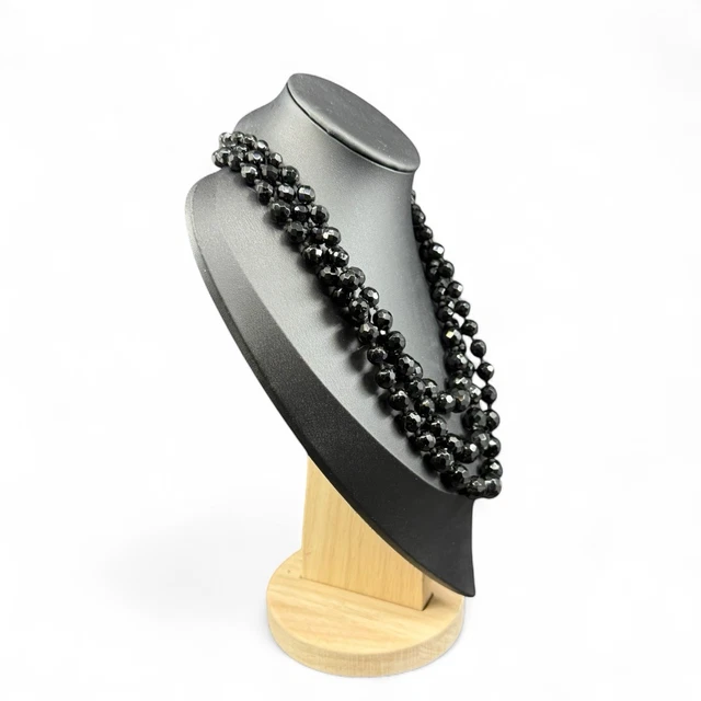 ANCIEN COLLIER 3 Rangs Jais Français Facetté Gradué – Deuil – Bel État ...