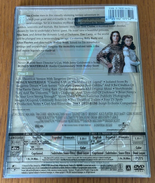 LEGEND ULTIMATE EDITION Region 1 (R1) DVD ... Tom Cruise ... Fantastic ...