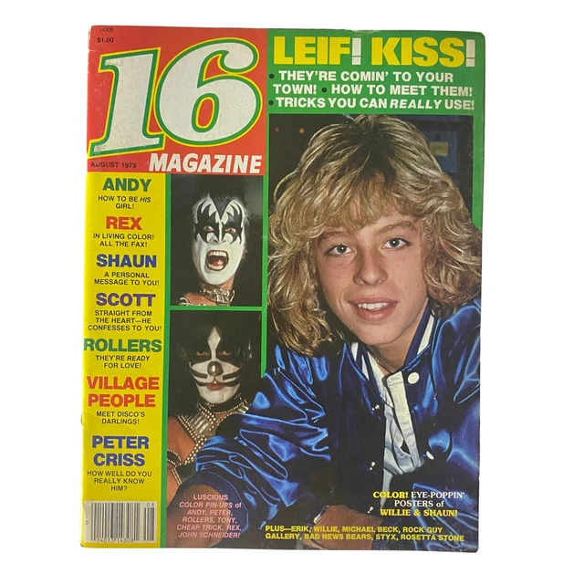 16 MAGAZINE AUGUST 1979 Gene Simmons & Peter Criss w Poster No Label VG ...