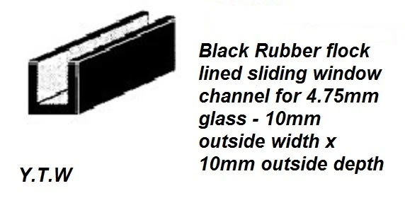 FLOCKED LINED RUBBER Sliding Window Channel 10Mm X 10Mm U / Upto 4.75Mm ...