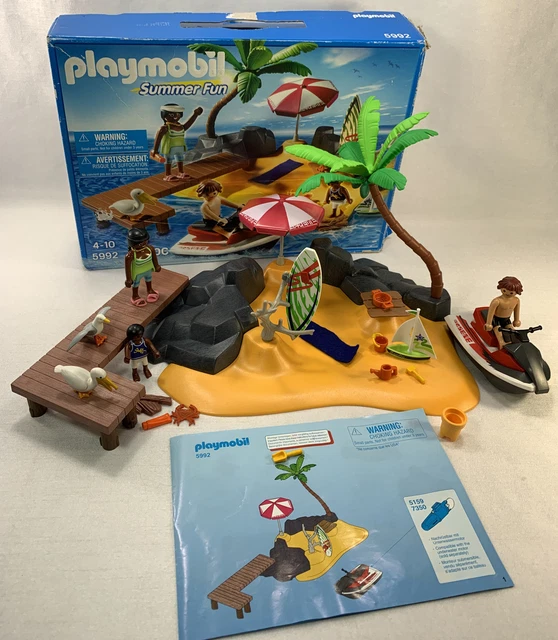 PLAYMOBIL 5992 BEACH Summer Fun Jet Ski Playset Near Complete Figure ...