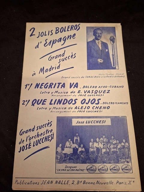 PARTITURA NEGRITA VA Vasquez Che Bellissimi Occhi Cheno EUR 17,35 ...