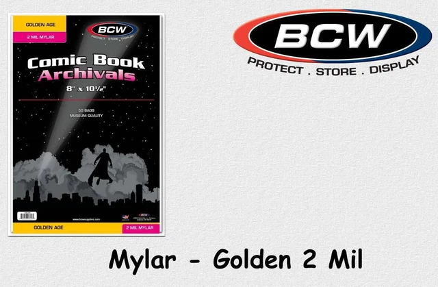 BCW - 50 Golden - Mylar - Comic Book Bags - custodie - 2 mil con ...