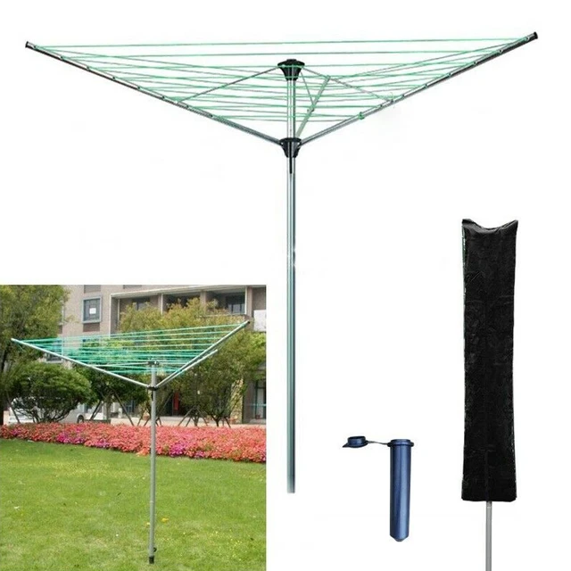ROTARY AIRER 30M Outdoor 3 Arm Clothes Washing Line Dryer Ground Spike ...