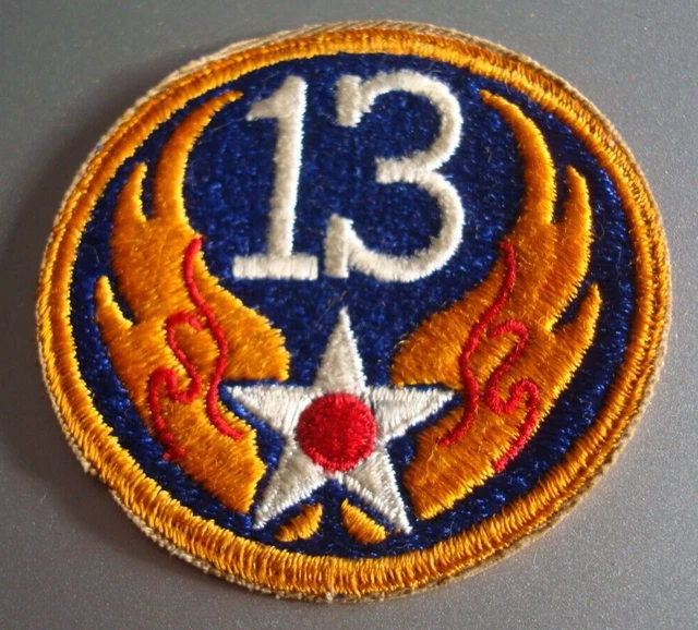 ORIGINAL US ARMY AIR FORCE WW2 - 13th USAAF INSIGNIA PATCH cut edge £7. ...