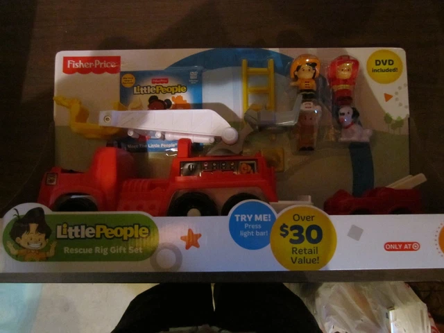 FISHER PRICE LITTLE People Rescue Rig Fire Engine Gift Set Fireman Dog ...