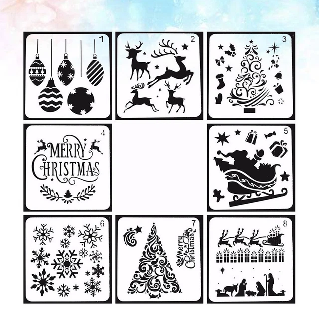 8 PCS CHRISTMAS Card Template Large Painting Templates Stencils for ...