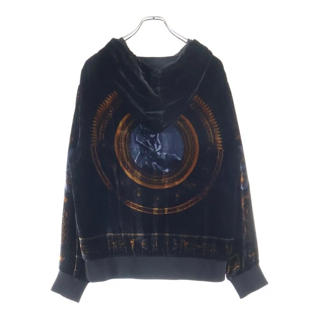 GIANNI VERSACE XKITH Front Print Velour Ground Hoody Hoodie Black Used ...