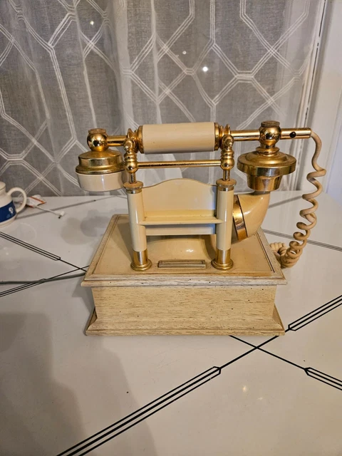 VINTAGE DECO-TEL FRENCH Victorian Style Rotary Dial Phone Ivory Gold ...