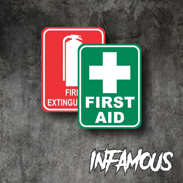FIRST AID FIRE EXTINGUISHER DECAL STICKER SET WARNING DECALS 150x120 $5 ...