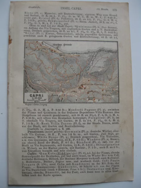 STAMPA ANTICA OLD map MAPPA CARTA NAPOLI SORRENTO CAPRI MARINA GRANE ...