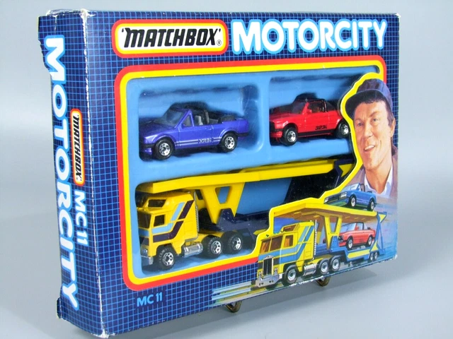 MATCHBOX MC11 MOTORCITY Set, Car Transporter Lorry, Ford Escort XR3i ...