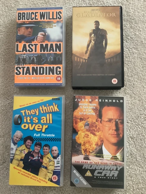 USED VHS VIDEOS-LAST MAN STANDING-GLADIATOR-RUNAWAYCAR-THEY THINK IT'S ...