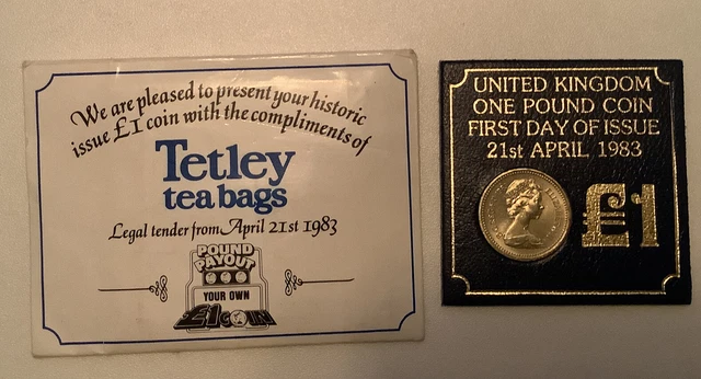 UNITED KINGDOM ONE Pound Coin First Day Of Issue 21st April 1983 Tetley ...