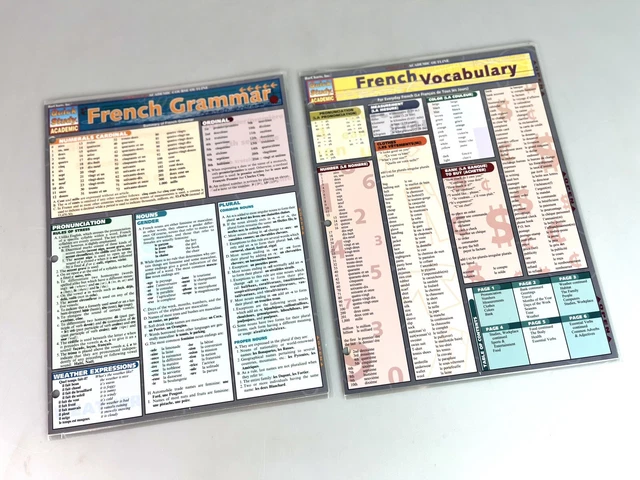 FRENCH GRAMMAR & Vocabulary Laminate Reference Chart (Poster) $15.00 ...